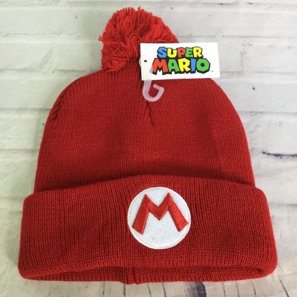 Bioworld | Accessories | Nintendo Super Mario Bros Logo Red Knit Beanie ...